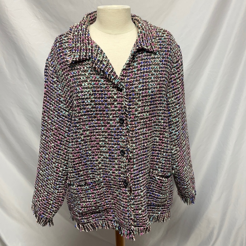 Erin London Multi Color & Gold Metallic Jacket Xl - Gem
